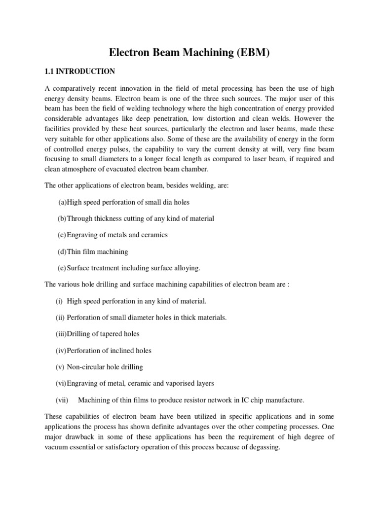 Electron Beam Machining (EBM) | PDF | Electrical Engineering ...