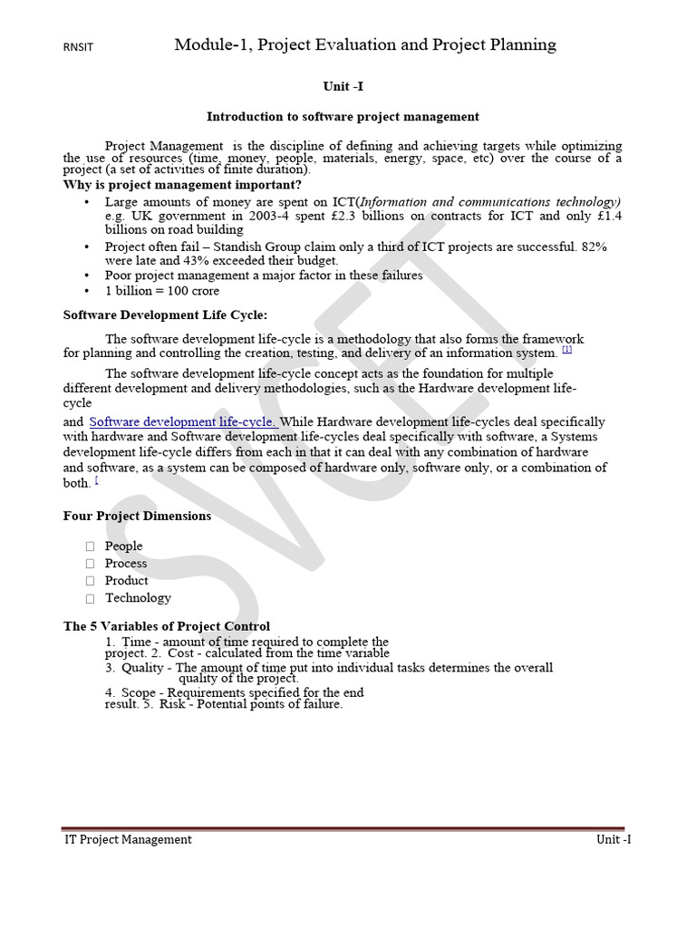 Module 1 | PDF | Project Management | Software Development Process