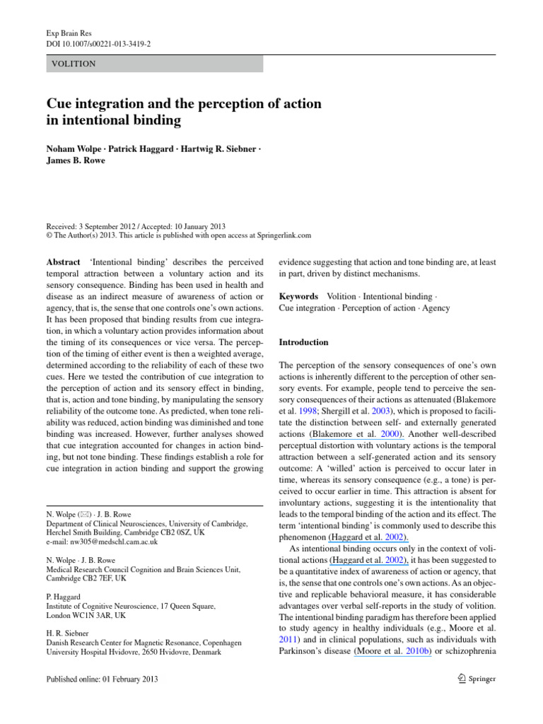 Cue Integration and The Perception of Ac | PDF | Standard Deviation | Perception