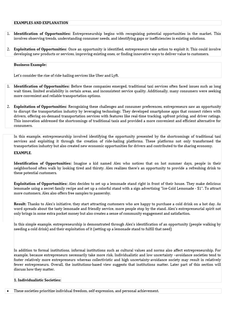 Examples and Explanation | PDF | Entrepreneurship | Risk