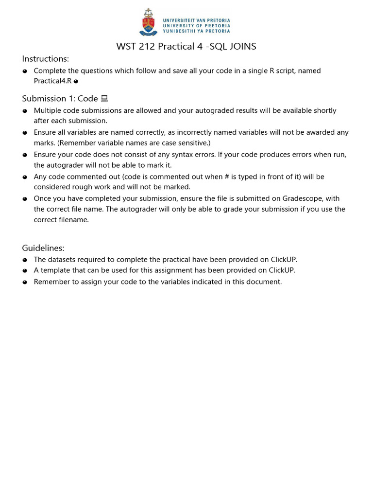 WST212 - Practical 4 - Submission Instructions - 2021 | PDF | Databases | Filename