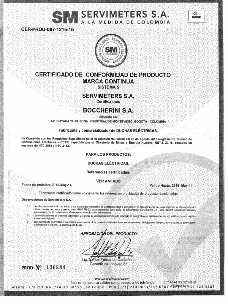 Certificado Retie | PDF