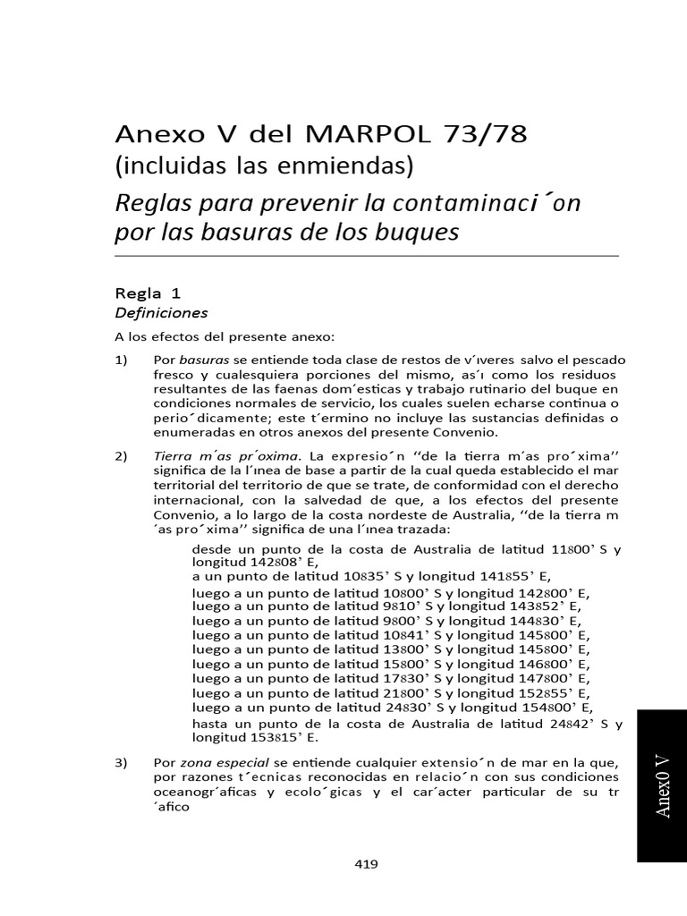 Anexo V Marpol | PDF | Residuos