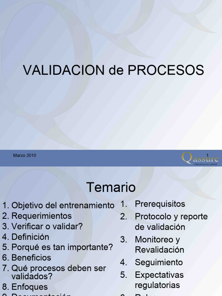 Capacitacion - Validacion de Procesos | PDF | Tecnología