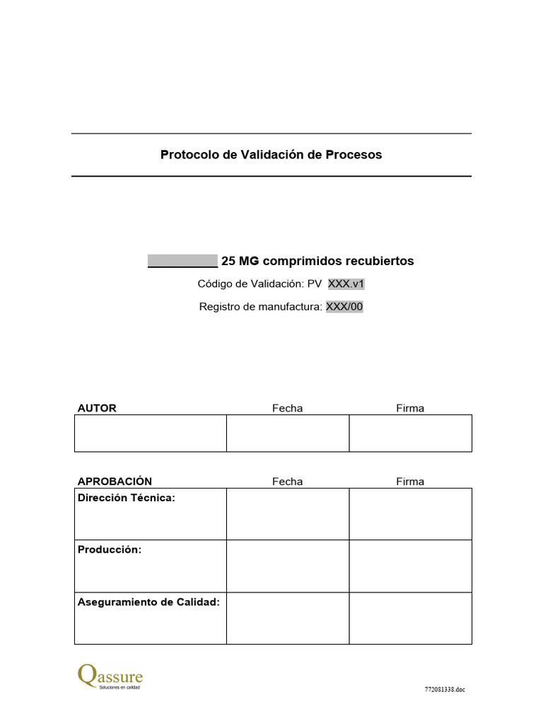 Protocolo Validacion de Procesos | PDF | Tableta (Farmacia) | Laboratorios