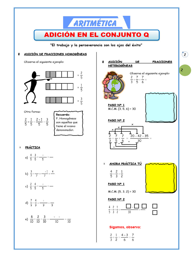 ANEXOS Adición de Fracciones | PDF | Matemáticas | Matemática Elemental