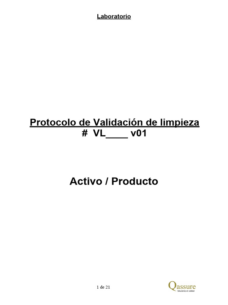Protocolo Validacion Limpieza | PDF | Laboratorios | Química