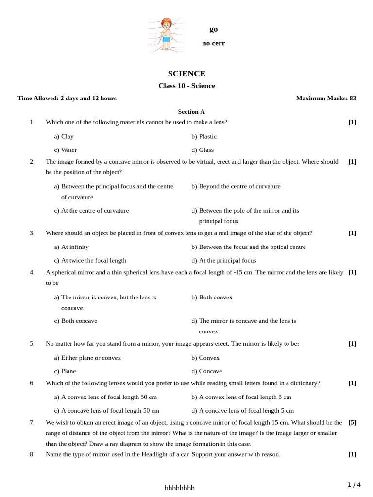 Question Paper Science Pre Mid | PDF | Chemical Elements | Chemical ...