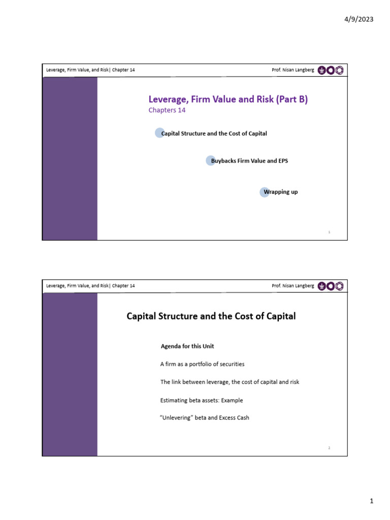 Ch 14 Part B Leverage Risk and Return | PDF | Leverage (Finance) | Share Repurchase