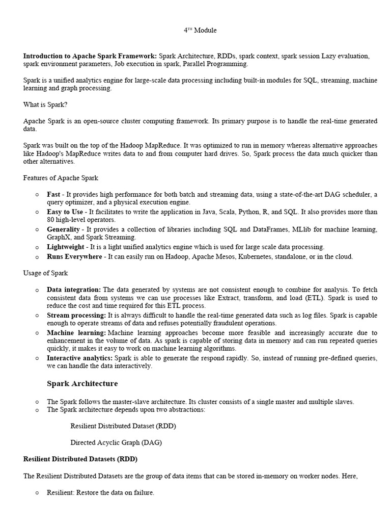 MOD4-BDA | Download Free PDF | Apache Spark | Computer Cluster