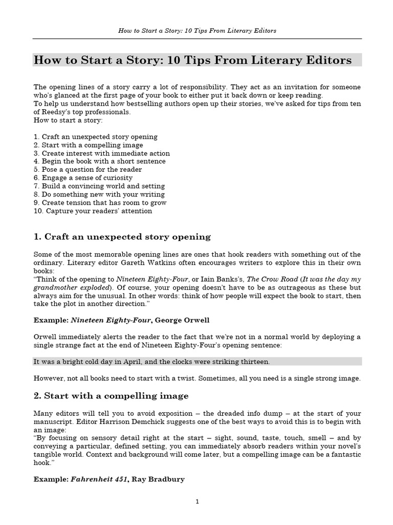 10 Tips for Engaging Story Openings | PDF | The Hobbit