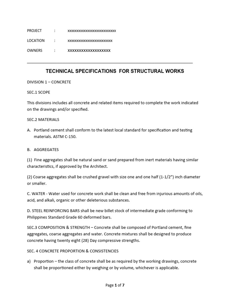 TECHNICAL SPECS - STRUCTURAL | Download Free PDF | Concrete | Welding