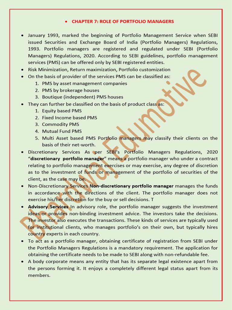 PMS - Bullet Point - PMS - 7 - 9 | PDF | Asset Allocation | Investment ...