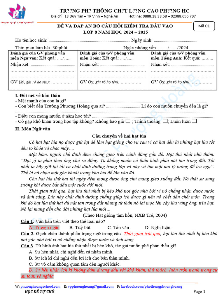 TRNG PH Thông CHT LNG Cao PHNG Hoàng | PDF