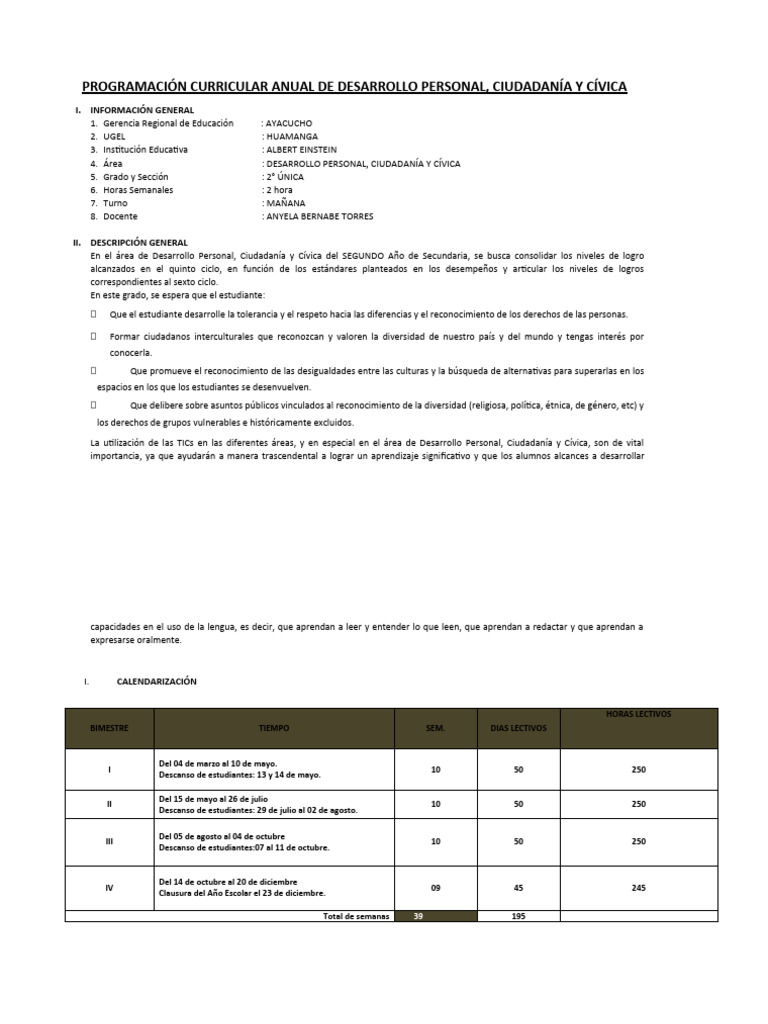 Programacion DPCC 2 | PDF | Enseñando | Entorno natural