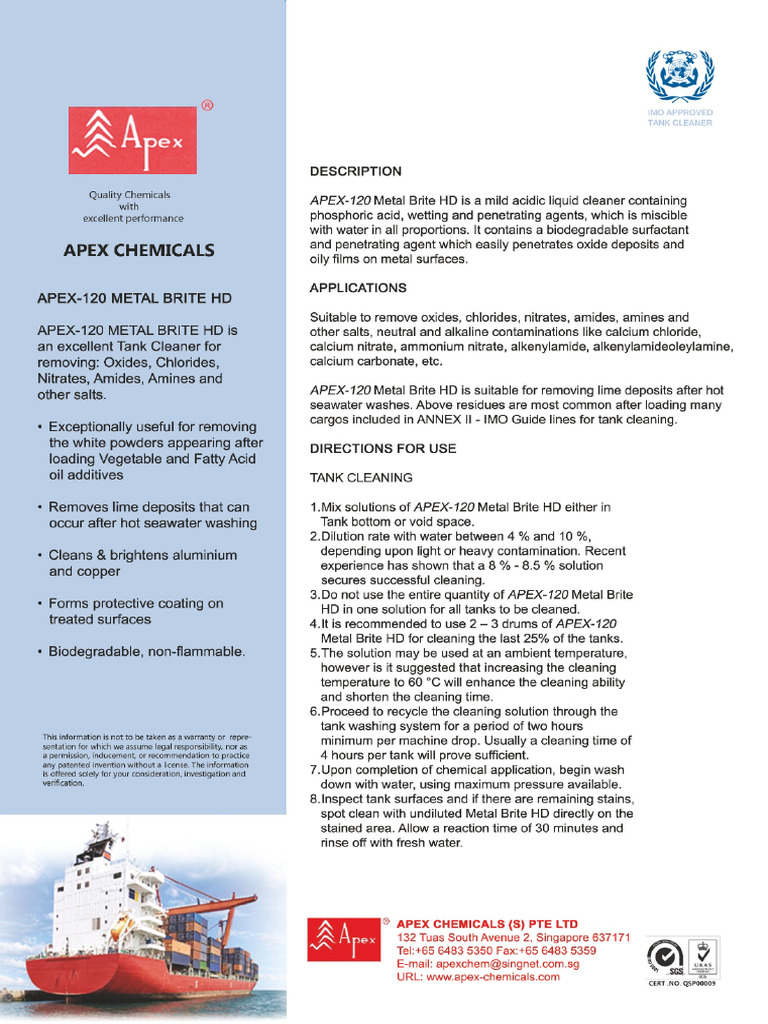 Apex 120 Metal Brite PDS | PDF