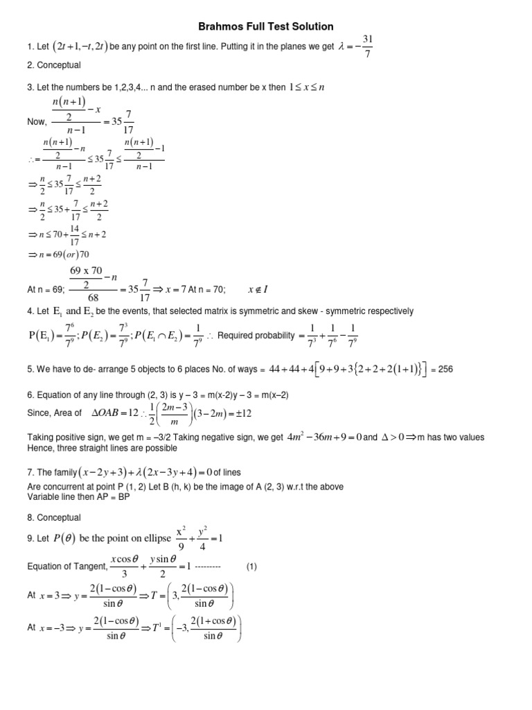 Brahmos Full Test MJG - Solution | PDF | Algebra | Mathematical Analysis