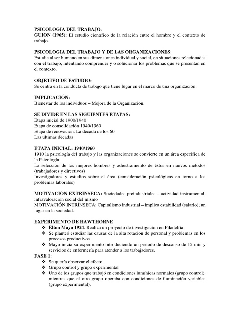 Psicologia Del Trabajo | PDF | Business | Sicología