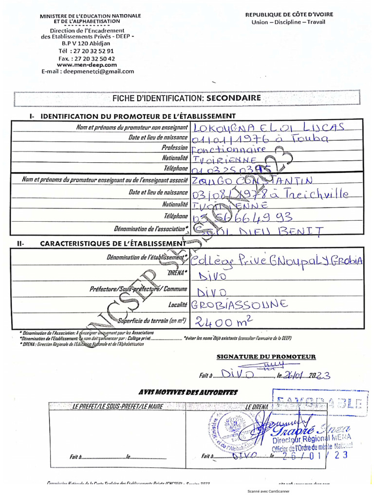 Fiche D'identification | PDF