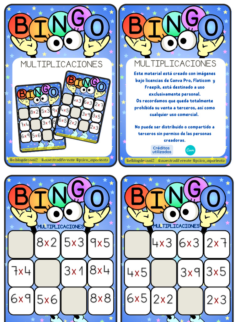 Bingo Multiplicaciones PDF | PDF