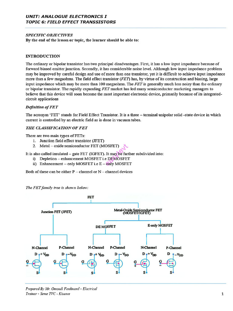 Field Effect Transistors | PDF