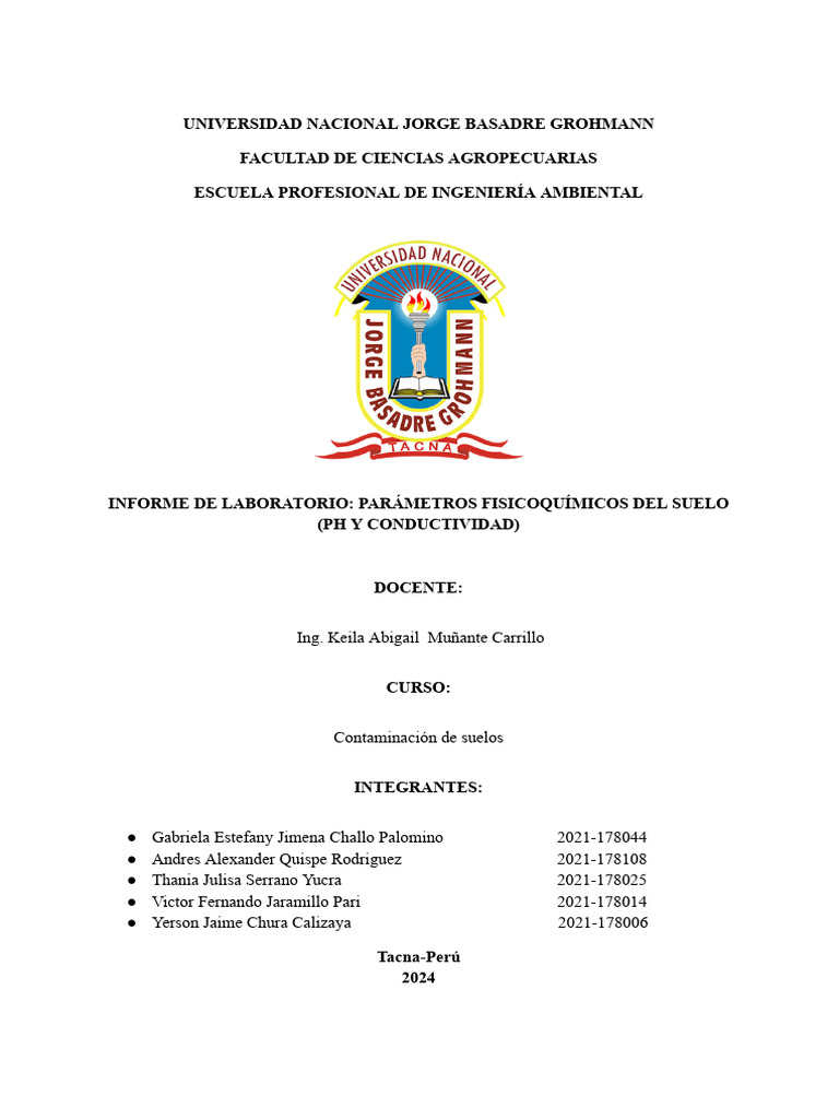 Informe de Laboratorio PH Conductividad (1) | Descargar gratis PDF | Suelo | Ph