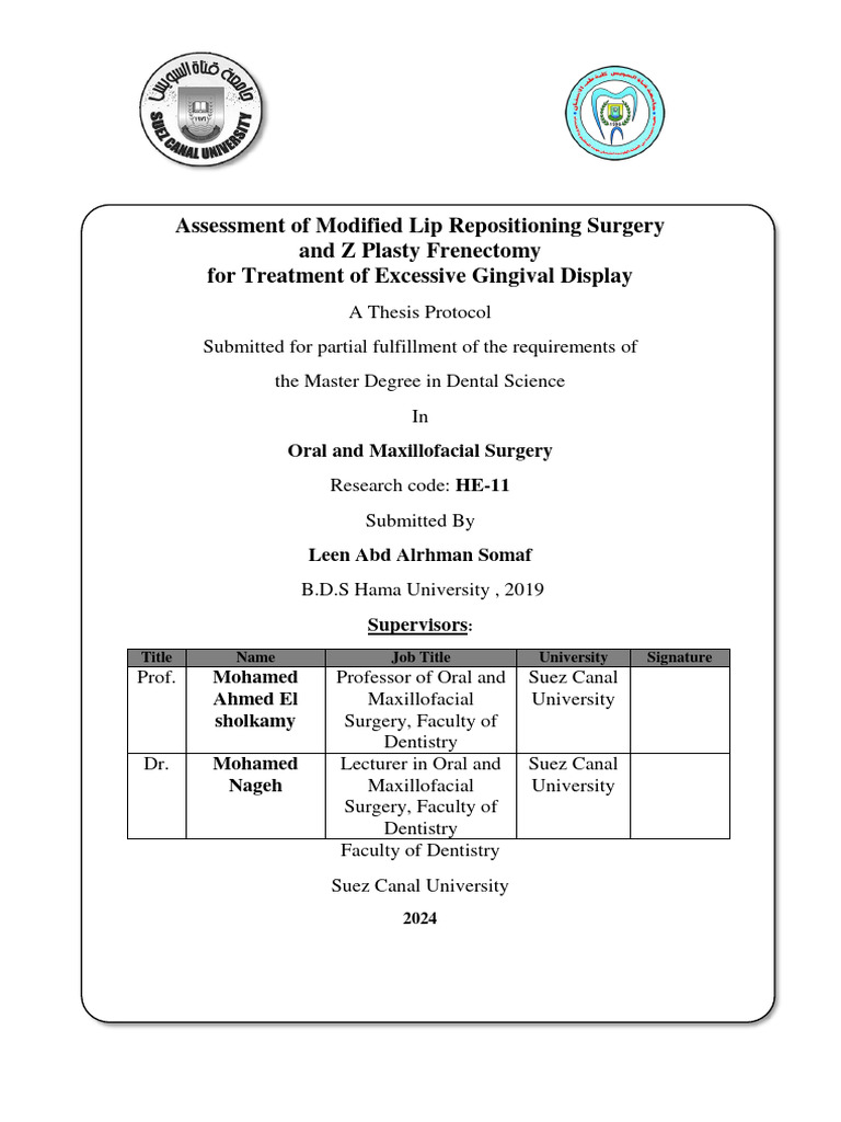 Thesis Protocol Leen 1 | PDF | Surgery | Dentistry
