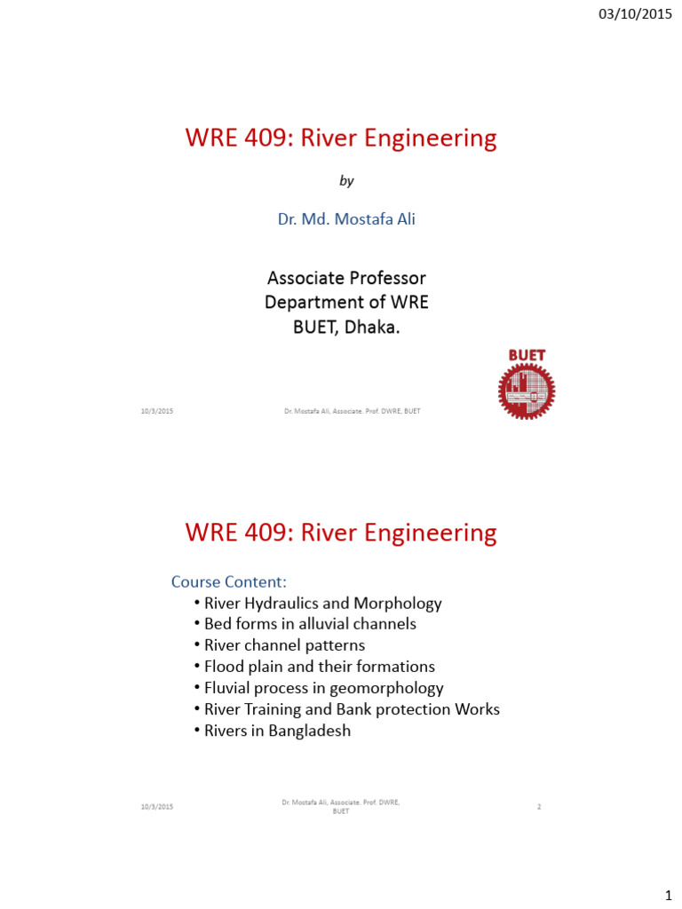 1 Introduction To River Engineering | PDF | River | Geomorphology
