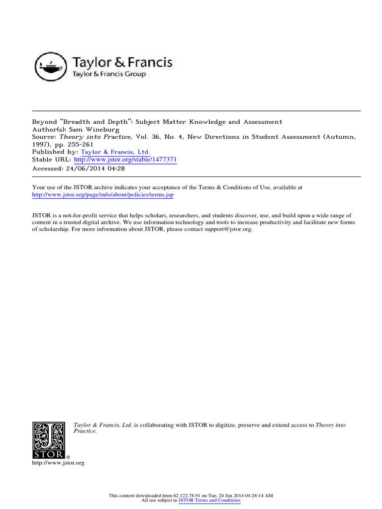 Beyond Breadth and Depth Subject | PDF | Knowledge | Epistemology
