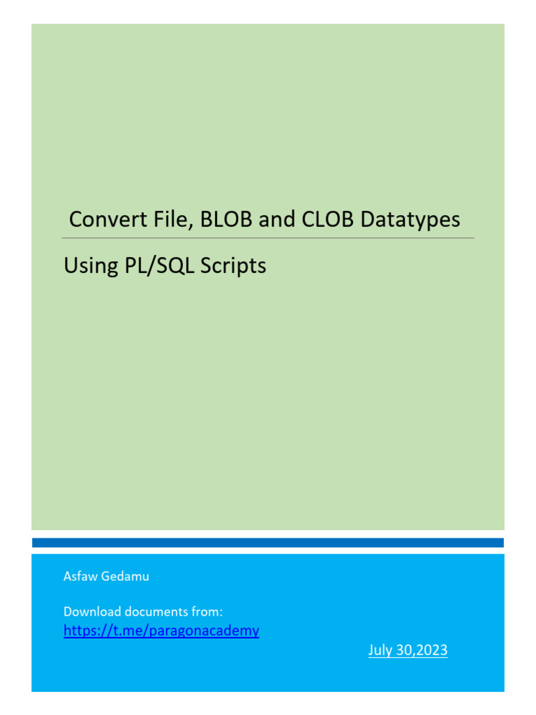 Convert BLOB and CLOB | PDF | Databases | File Format