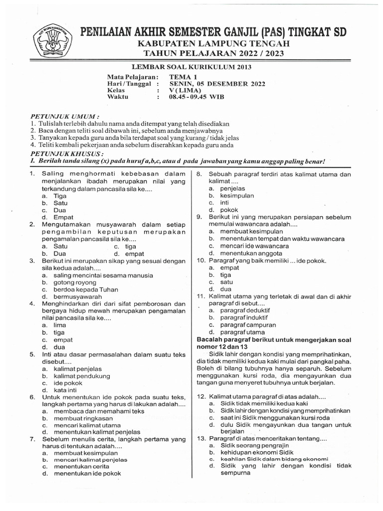 Tema 1 Pas Ganjil 2022 | PDF