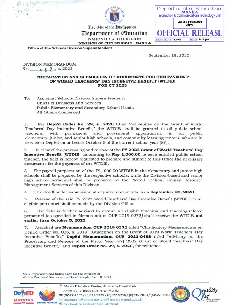 DM 462 S. 2023 PREPARATION AND SUBMISSION OF DOCUMENTS FOR THE PAYMENT ...