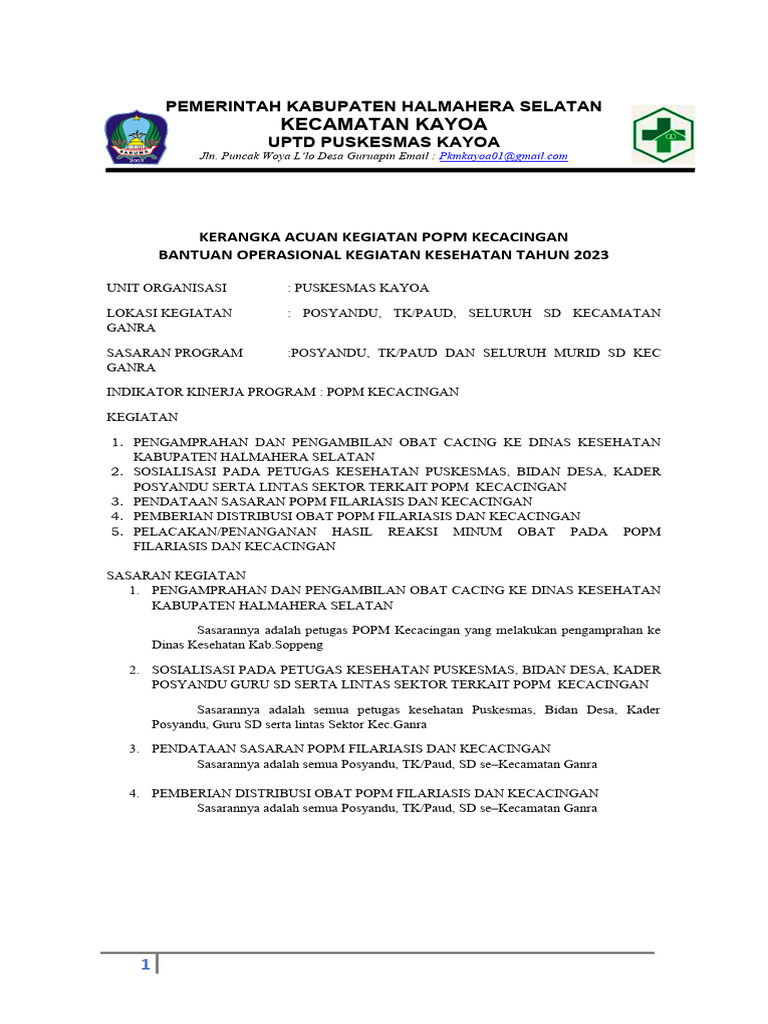 TOR KEGIATAN Penemuan kasus aktif dan pemantauan pengobatan penyakit ...