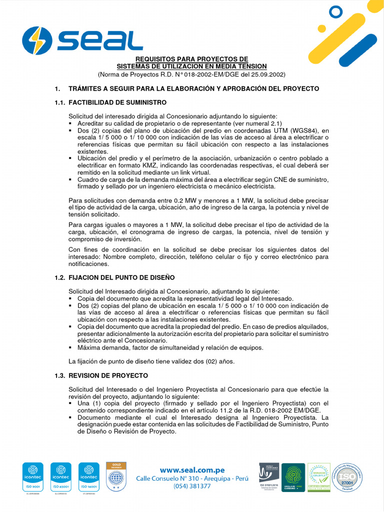 REQUISITOS PARA PROYECTOS DE UTILIZACION EN MEDIA TENSIÓN v3 | PDF