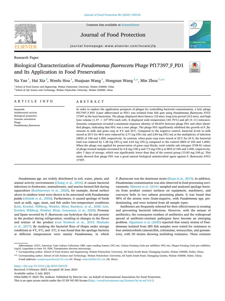 Biological Characterization of P.flu Phages + Milk, Fish | PDF ...