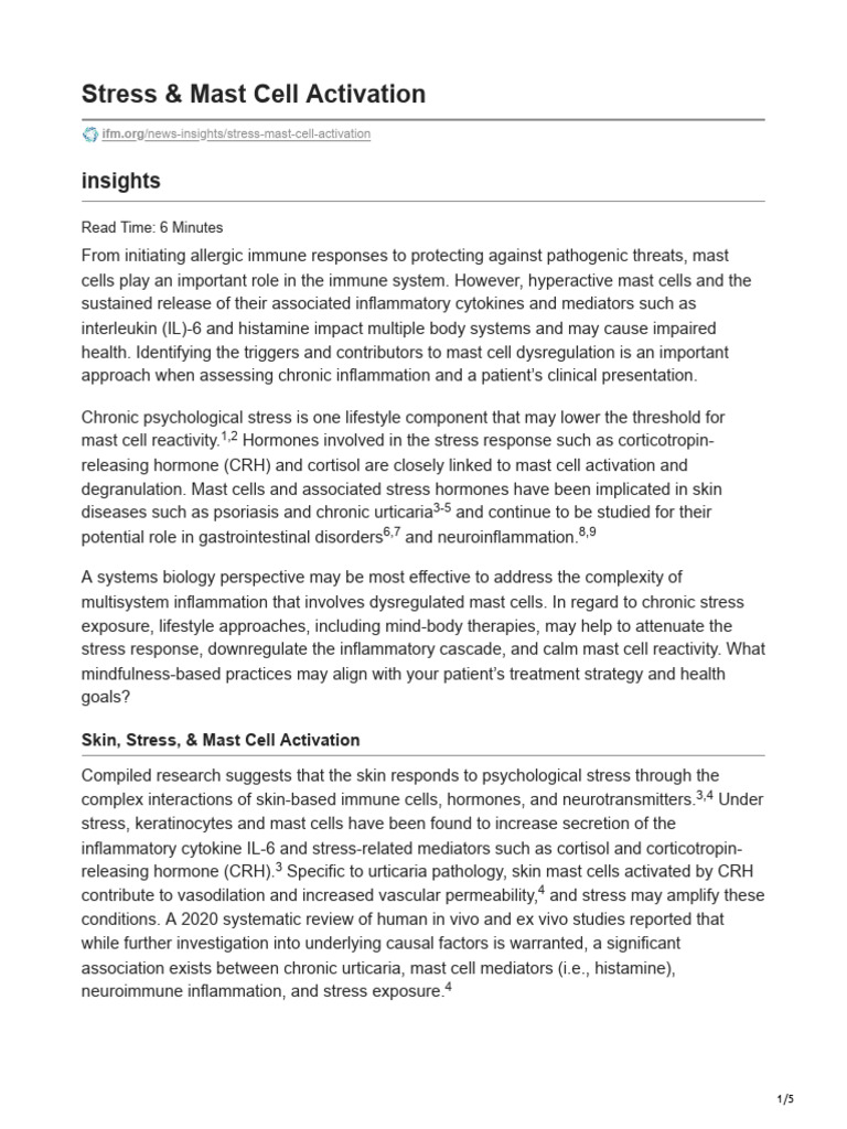 Stress and Mast Cell Activation Insights | PDF | Irritable Bowel ...