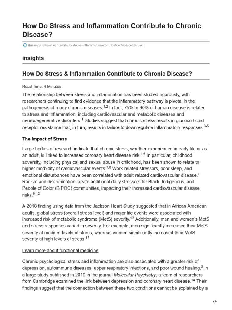 Stress, Inflammation, and Chronic Disease | PDF | Stress (Biology ...