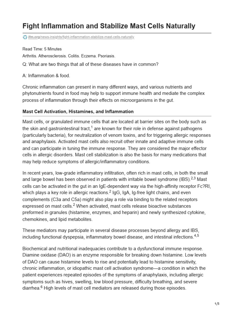 Fight Inflammation and Stabilize Mast Cells Naturally | PDF ...