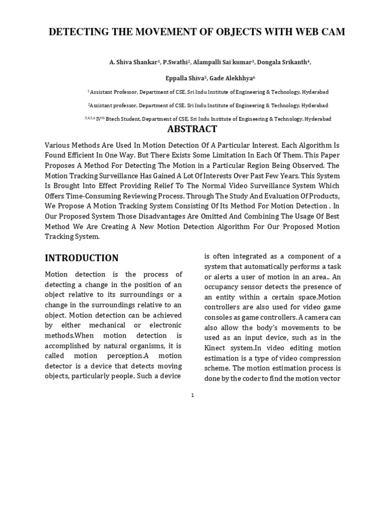59.DETECTING THE MOVEMENT OF OBJECTS WITH WEB CAM - Compressed | PDF ...