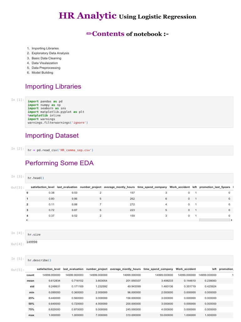 HR Analytic Using Logistic Regression | PDF | Analytics | Statistical Analysis