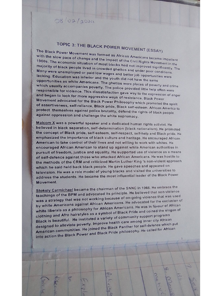 Black Power Movement Essay | PDF