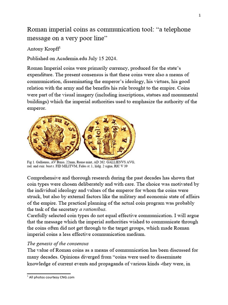 Roman Coins as Imperial Communication | PDF | History