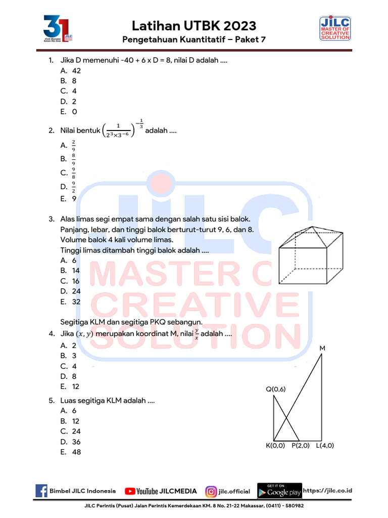 Latihan Utbk 2023 - PK 7 | PDF