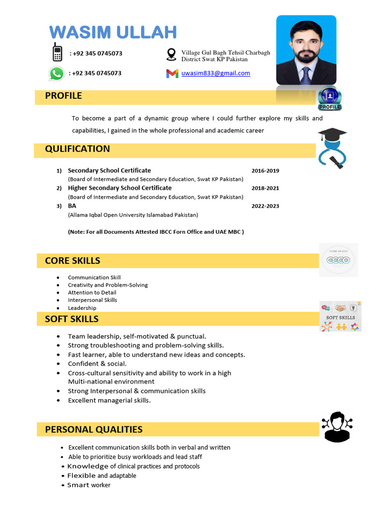 Wasim Ullah CV | Download Free PDF | Pakistan | Cognition