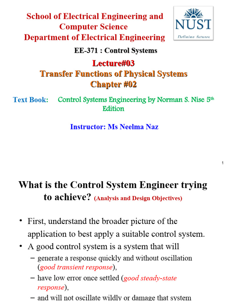 Lecture 03 Electrical Networks Transfer Function | PDF | System | Mathematical Model