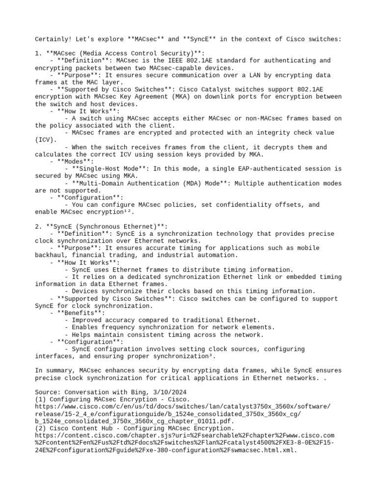 Macsec, Sync | PDF | Network Switch | Computer Network
