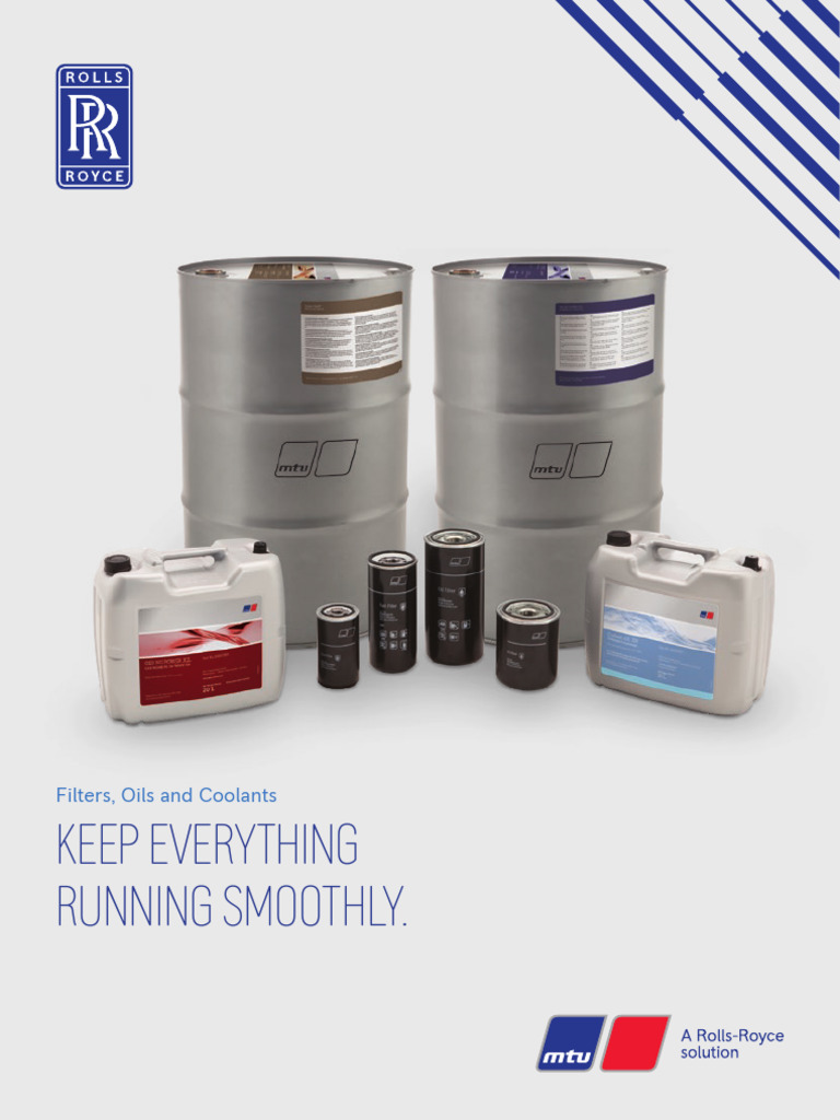 MTU Filters, Oils, and Coolants Guide | PDF | Motor Oil | Filtration