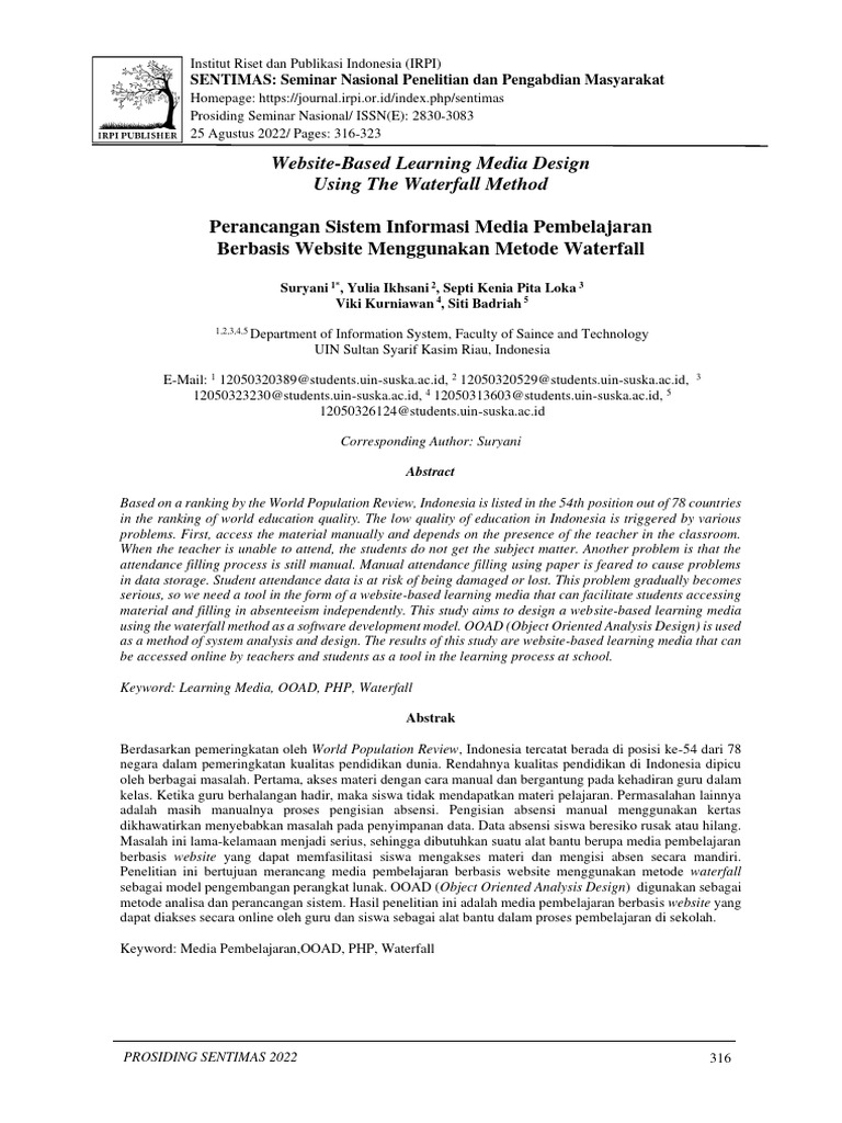 Perancangan Sistem Informasi Media PembelajaranBerbasis Website ...