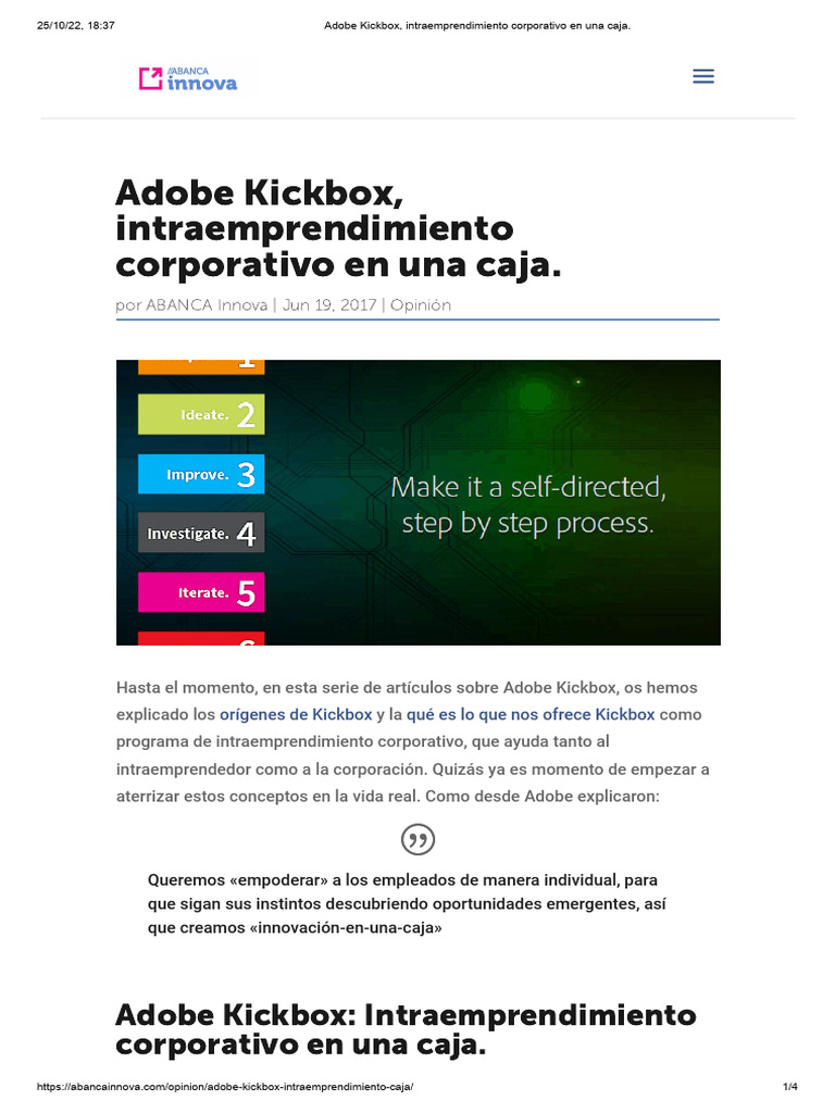 Adobe Kickbox, Intraemprendimiento Corporativo en Una Caja | PDF ...