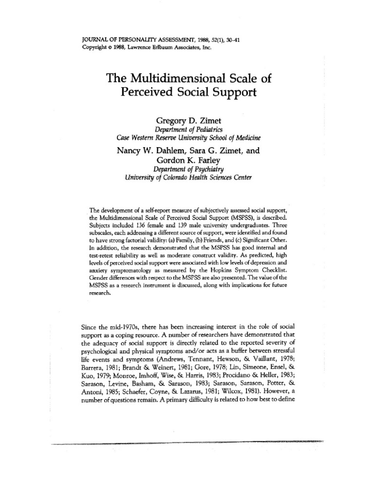 Perceived Social Support | PDF
